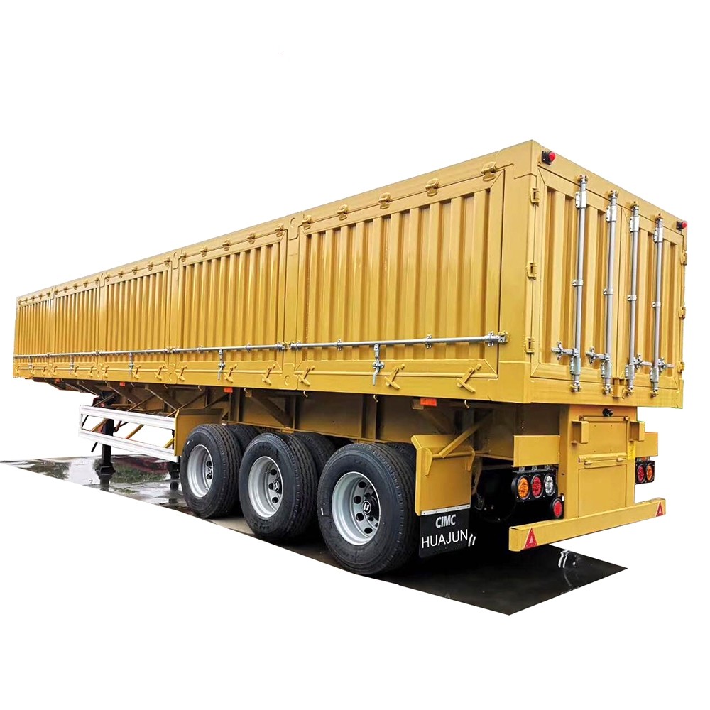CIMC HUAJUN 3 Axle Side Dump Semi Trailer For Heavy Duty With Lock Bar ...