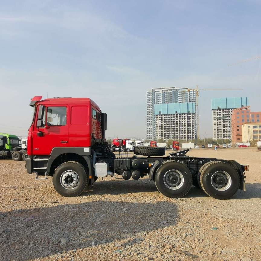 Red SHACMAN F3000 375HP Euro V 6 Wheel Tractor Head 4x2 WEICHAI Engine