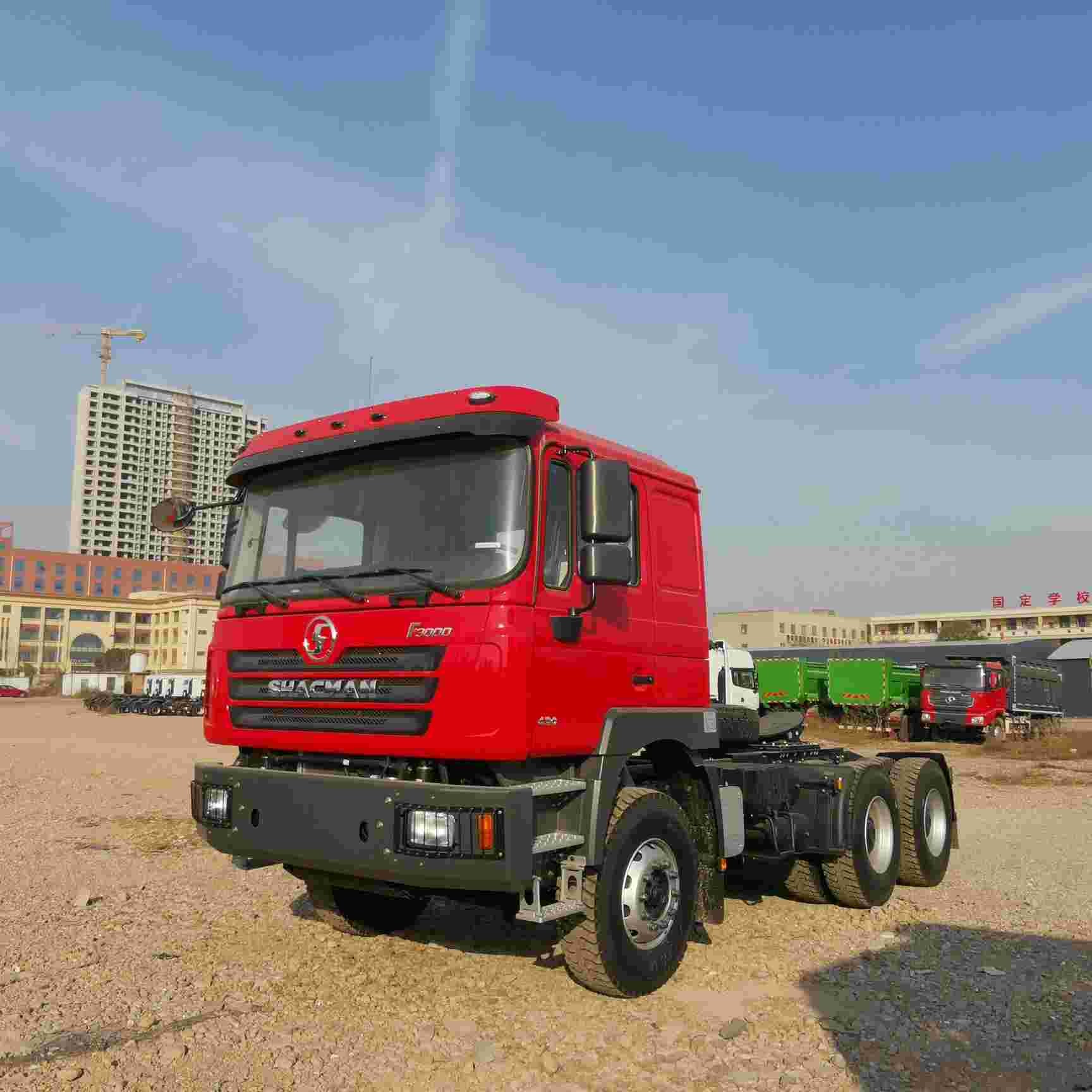 Red SHACMAN F3000 375HP Euro V 6 Wheel Tractor Head 4x2 WEICHAI Engine