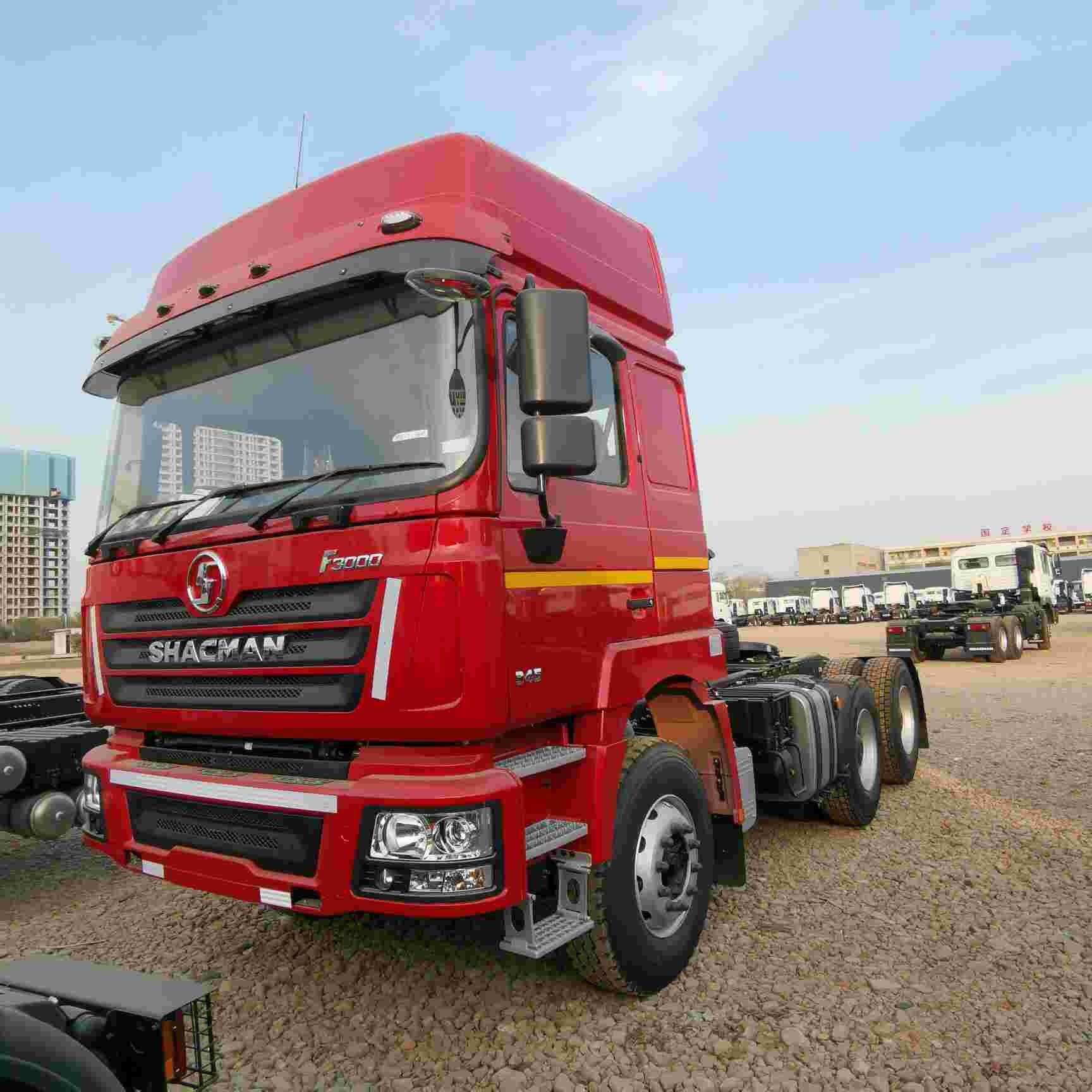 Red SHACMAN F3000 375HP Euro V 6 Wheel Tractor Head 4x2 WEICHAI Engine