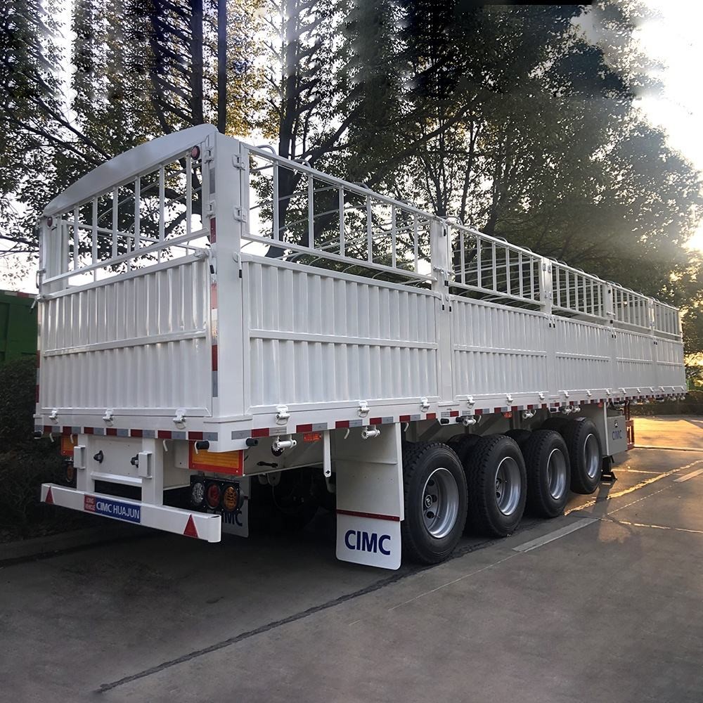 CIMC 3 / 4 Axles Fence Semi Trailer 60 70 Tons Fenced Cargo Trucks SHACMAN